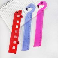 China Wholesale reliable quality customizable purple15CM students gifts flamingo shape plastic ruler for sale