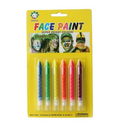 China hot sell wholesale safe face watercolor 6pcs neon color rainbow face paint for sale
