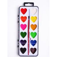 China 28mm kids painting set wholesale12 color heart shape watercolor cake set for sale