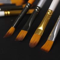 China 5pcs White Handle Colors Good Water Absorption Nylon Tip Professional Paint Brush Painting for sale