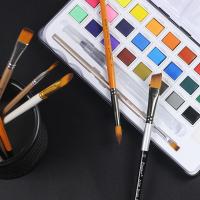 China 5pcs White Handle Colors Good Water Absorption Nylon Tip Professional Paint Brush Painting for sale