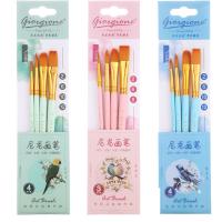 China 4pcs Preferably Nylon Tip Uniform Stroke Wooden Brush Price Kids Paint Brushes for sale