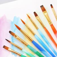 China 3pcs 4 Colors Watercolor Painting Art Flat Purdy Paint Brush Set For Kids for sale