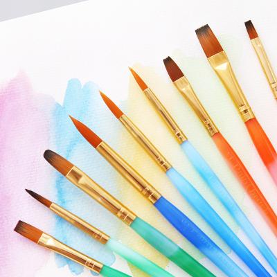 China 3pcs 4 Colors Watercolor Painting Art Flat Purdy Paint Brush Set For Kids for sale