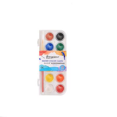 China Highly Concentrated Pigment Gouache Pen Set Semi-Moist Paint 12 Watercolor Paints With a Brush for sale