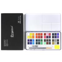 China Exquisite Gift Box Packing 48 Colors Watercolor Kids Solid Watercolors Paint With Watercolor Brush for sale