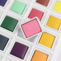 China Exquisite Gift Box Packing 48 Colors Watercolor Kids Solid Watercolors Paint With Watercolor Brush for sale