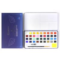 China Travel Watercolor Paint Set 36 Colors Watercolor Paint Pan With Sheepskin Pad And Absorbent Sponge for sale