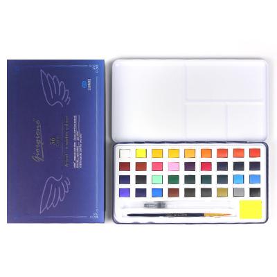 China Travel Watercolor Paint Set 36 Colors Watercolor Paint Pan With Sheepskin Pad And Absorbent Sponge for sale