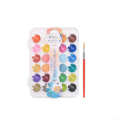 China Transparent Cover High Transparency Kids 24 Colors Paints Set Solid Watercolor Paint for sale