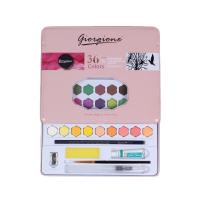 China Water Soluble Pigment 36 Paints Set Metal Magnetic Watercolor Paint With Water Brush Pen for sale