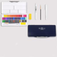 China 48 Colours High Saturation Bright Color Fine Powder Water Color Solid Watercolor Paint Set With Watercolor Brush And Tap Brush for sale