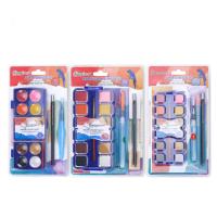 China 24 Colours Fast Drying Tray Paint Set Watercolor Cake With Brush Sponge for sale