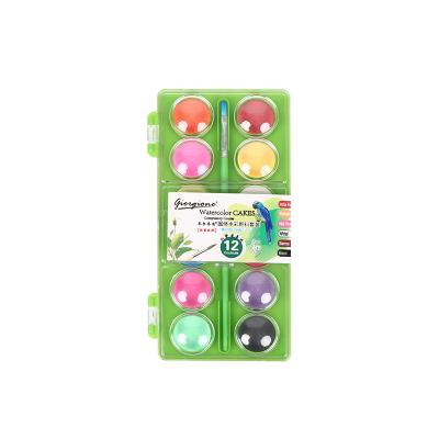 China 12 Colours Gift Watercolor Brushes Fluorescent Art Watercolor Paint Cake for sale