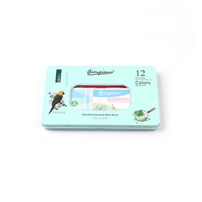 China 12 Colours Metal Box Package Bright Color Professional Custom Watercolor Paint Set In Box for sale