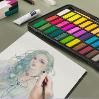 China 36 Colours White Pigment Professional School Pigment Watercolor Paint Set Pan With Tap Brush Watercolor Paper Line Marker for sale