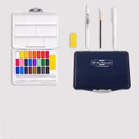 China 24 Colours Metal Package Pure Color Metallic Watercolor Half Paint Set Artists Pan for sale