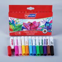 China Round Pen Holder Fiber Tip Bright Color Stationery Fluorescent Marker Paint Pen for sale