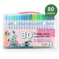 China 80 Colors High Quality Double Headed Water Color Pen Painting Set Stationery Set Paint Pen Markers for sale