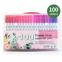 China 100 Colors Watercolor Strong Adhesion Art Painting Graffiti Kid Painting Stationery Paint Color Pens Set for sale
