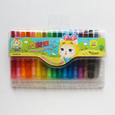China Art stationery cartoon printing 18 colors smooth twist wax crayons for sale