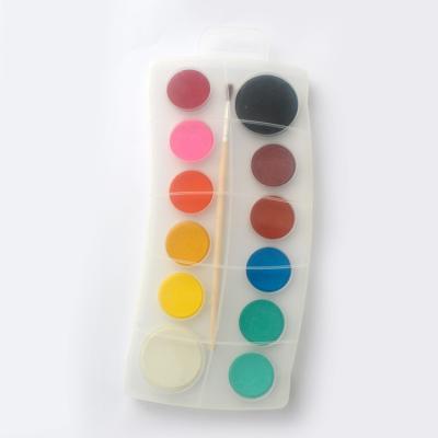 China Non toxic 12 color high quality PP box 30mm watercolor cakes for sale