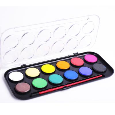 China Back to school kids drawing 12 colors solid watercolor painting set for sale
