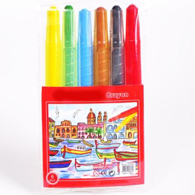 China wholesale school stationery kids 6pcs twist wax crayon for sale