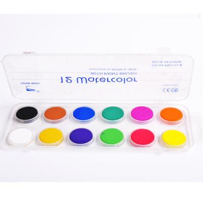 China 12 color transparent plastic box kids drawing watercolor cake for sale