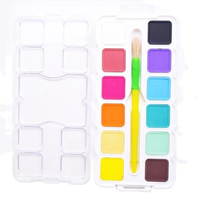 China transparent plastic box b2c wholesale 12color 30mm square watercolor paint set for sale