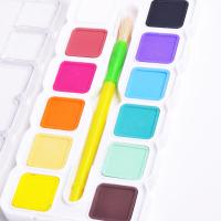 China transparent plastic box b2c wholesale 12color 30mm square watercolor paint set for sale