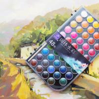 China 48 Colors Semi-Dry Painting Colours Watercolor Paint Set Watercolor Half Pan for sale