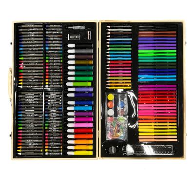 China New Style 220PCS Deluxe Wooden Case Colorful Marker Oil Pastel Pencil Crayon Drawing Art Set for sale