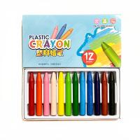 China Wholesale 12PCS Colorful Non Toxic Silky Children Drawing Art Kit Plastic Crayon for sale