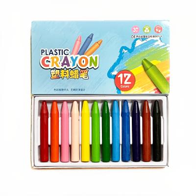 China Wholesale 12PCS Colorful Non Toxic Silky Children Drawing Art Kit Plastic Crayon for sale