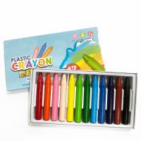 China Wholesale 12PCS Colorful Non Toxic Silky Children Drawing Art Kit Plastic Crayon for sale