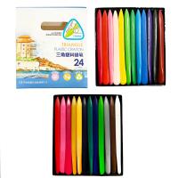 China New Design 24PCS Vivid Colors Non Toxic Triangle Shape Kids Painting Set Plastic Crayon for sale