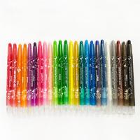 China Art Supplier High Quality 24PCS Long Colorful Silky Nox Toxic Kids Novelty Wax Crayon Twistable Crayon for sale