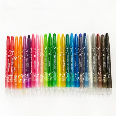 China Art Supplier High Quality 24PCS Long Colorful Silky Nox Toxic Kids Novelty Wax Crayon Twistable Crayon for sale