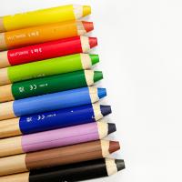 China 3 In 1 Jumbo Eco Friendly 10PCS Wooden Children Coloring Pencil Water Soluble Wax Crayon With Sharpener for sale