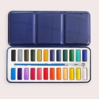 China Best selling OEM superior quality kids art drawing 24 colors solid watercolor painting set with brush pen for sale