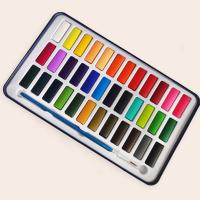 China Wholesale superior quality kids art drawing OEM 36 colors solid watercolor painting set with water brush pen for sale