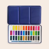 China Wholesale superior quality kids art drawing OEM 36 colors solid watercolor painting set with water brush pen for sale