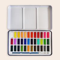 China Wholesale superior quality kids art drawing OEM 36 colors solid watercolor painting set with water brush pen for sale