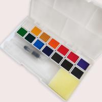 China 14Colours OEM high quality kids drawing water-based solid transparent watercolor painting set for sale