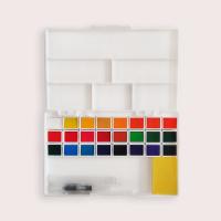 China Best selling OEM superior quality kids art 24 colors water-based solid transparent watercolor paint set with brush pen for sale
