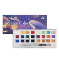 China Hot selling superior quality OEM multi-color 24pcs artist kids solid pearlescent watercolor painting set for sale