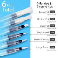 China Wholesale 6pcs portable nylon hair watercolor empty brush OEM artist brush pens set for kids drawing for sale