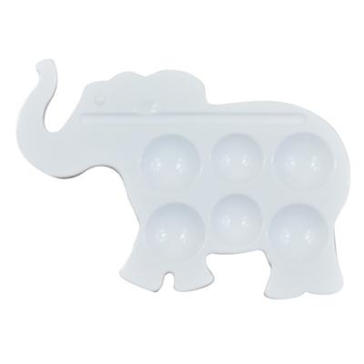 China Hot selling OEM wholesale elephant shape 6 wells plastic painting palette for artist for sale