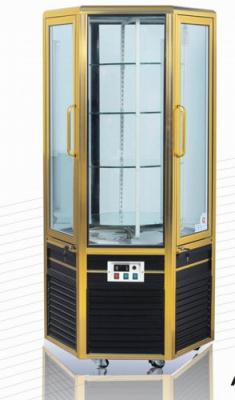 China Upright Food Display Showcase 6 Sides Rotary Shelf / 2 Doors Bakery Glass Display Cases for sale